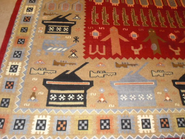 Rare Large 9x12 ft War Area Rug Carpet. (V77)