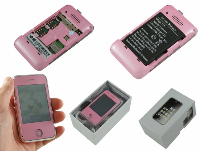 KA08 AT&T T-Mobile Quadband PDA I68+ I9 Mini Cell Phone - Pink Color