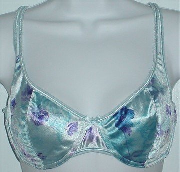 Bali Light Blue Floral Satin Soft Cup Unpadded Underwire Bra 9943 36C ...