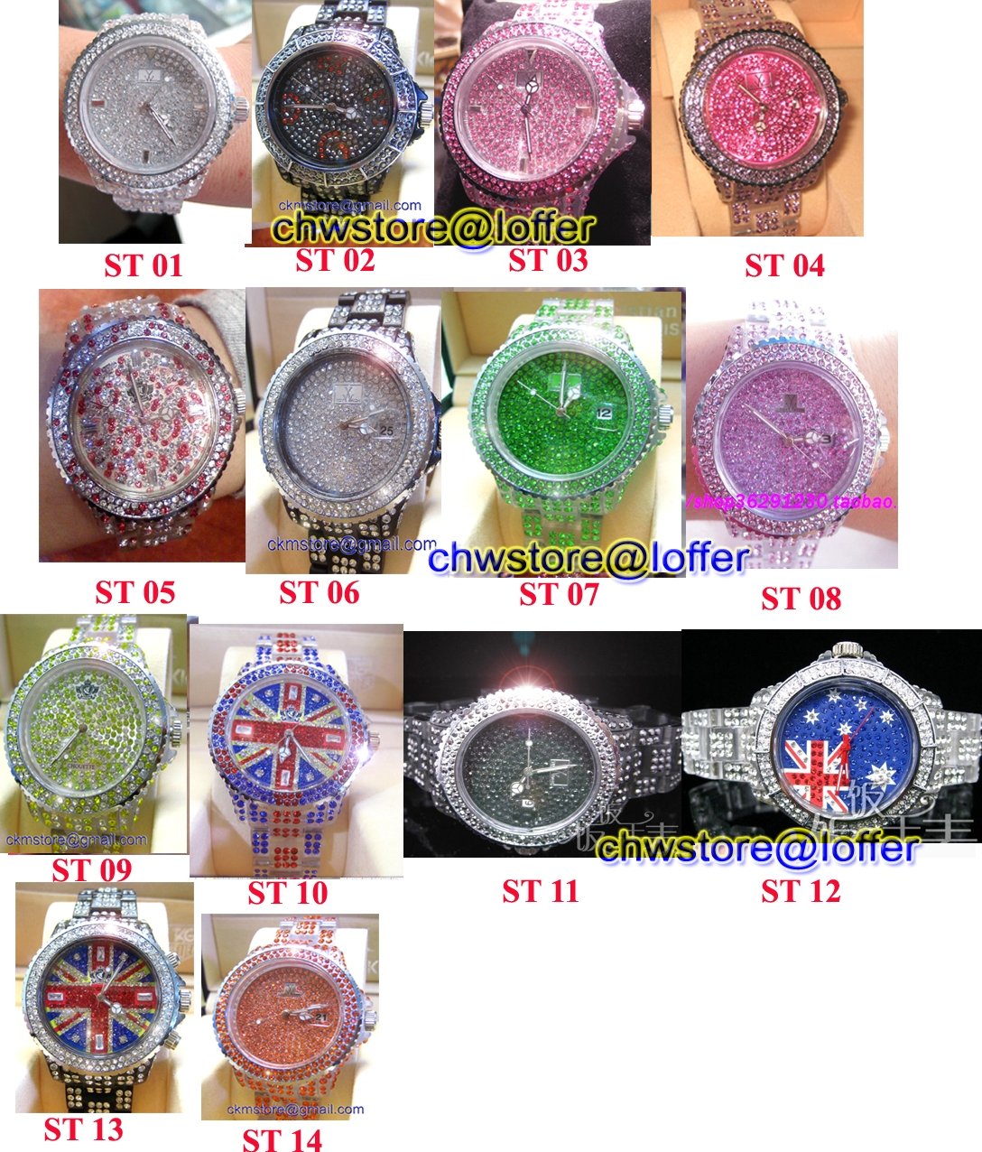 Ladies' Fantastic shiny stone watch- blue st13