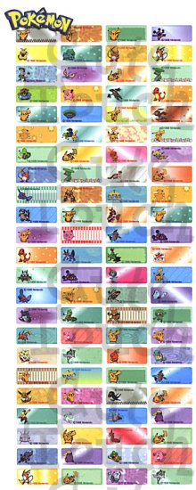 Name Labels Stickers- Pokemon Series
