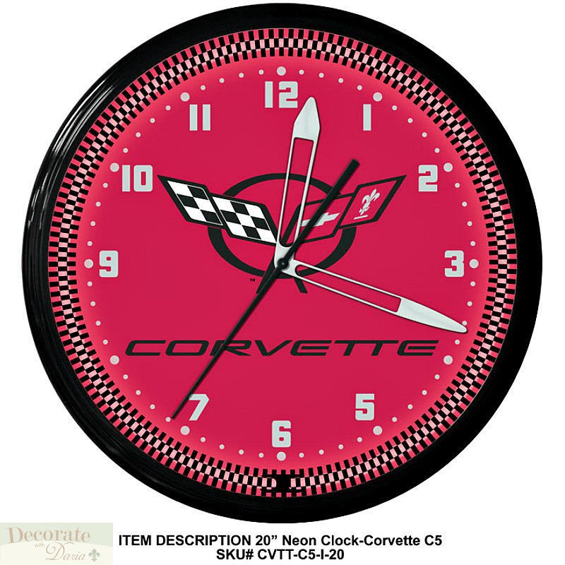 CORVETTE C5 Neon 20" Wall Clock Car Auto Made in the USA - 1 Year ...