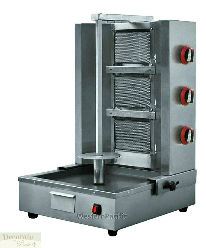 GYRO SHAWARMA GAS BROILER VERTICAL 3 Zone Countertop Stainless Ceramic ...