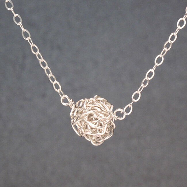 Necklace 14K Gold-filled - Wire ball on chain - Handmade in NY - 18" Long