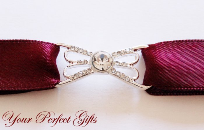 20 Strap Connector Diamante Rhinestone Crystal Ribbon Silver Buckle ...