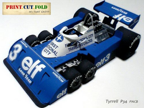 1977 Tyrrell P34 FNCB F1 Race Car - 3D DIY Paper Craft Model CD