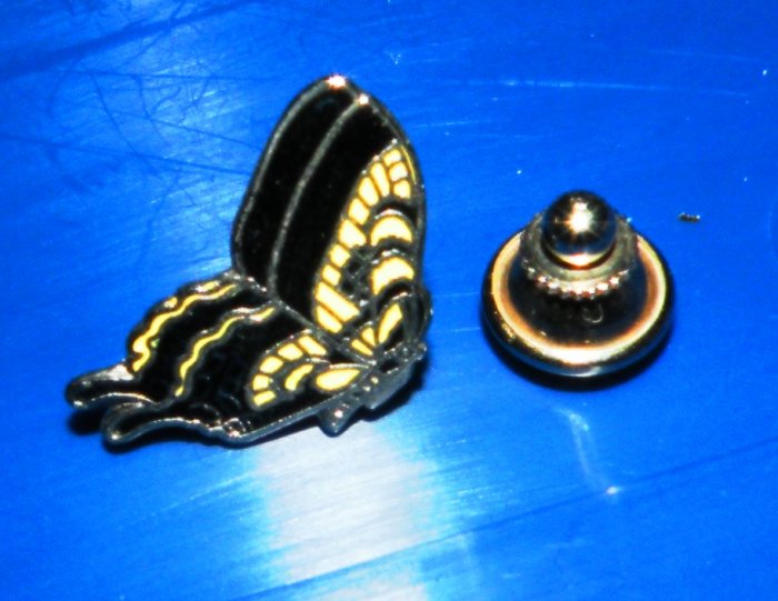 Small Butterfly Pin, Yellow & Black, push clasp