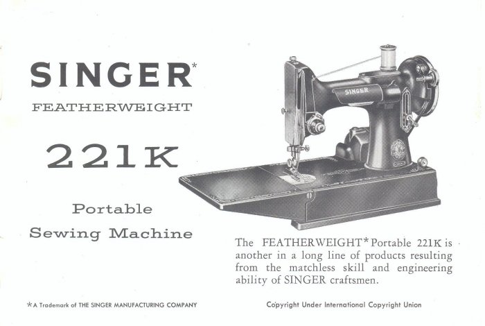 Singer Model 221 221-1 221K 221K1 Featherweight MANUAL in pdf format