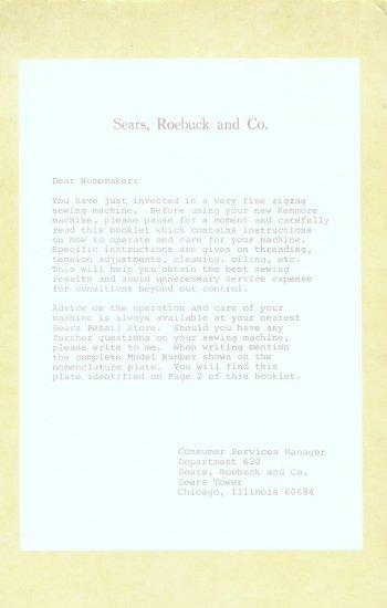 Sears Kenmore Model 1813 158.18130 ZigZag MANUAL in pdf format