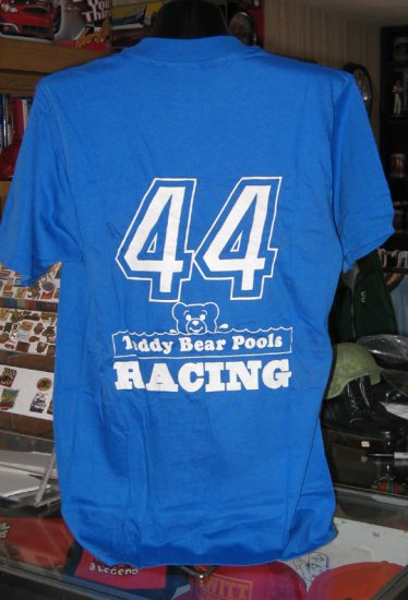 SOLD Reggie Ruggiero 44 Racing Teddy Bear Pools Blue Large Tshirt