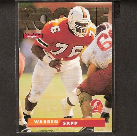 WARREN SAPP - 1995 Skybox Impact Rookie Card - Miami Hurricanes