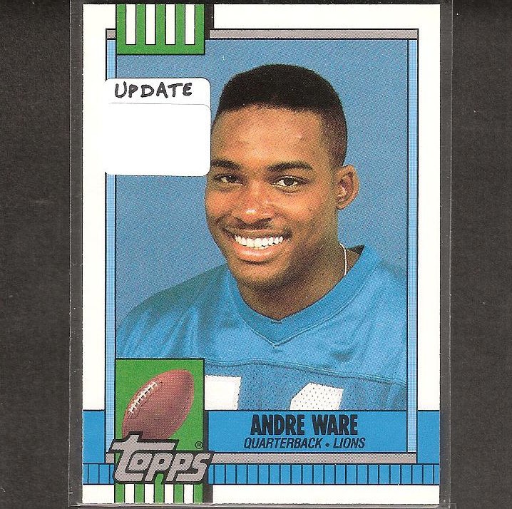 ANDRE WARE - 1990 Topps Traded Rookies RC - Detroit Lions & Houston Cougars