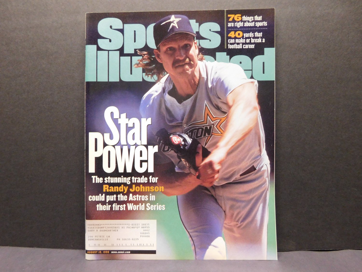 1998 Sports Illustrated - RANDY JOHNSON - Houston Astros MLB Baseball