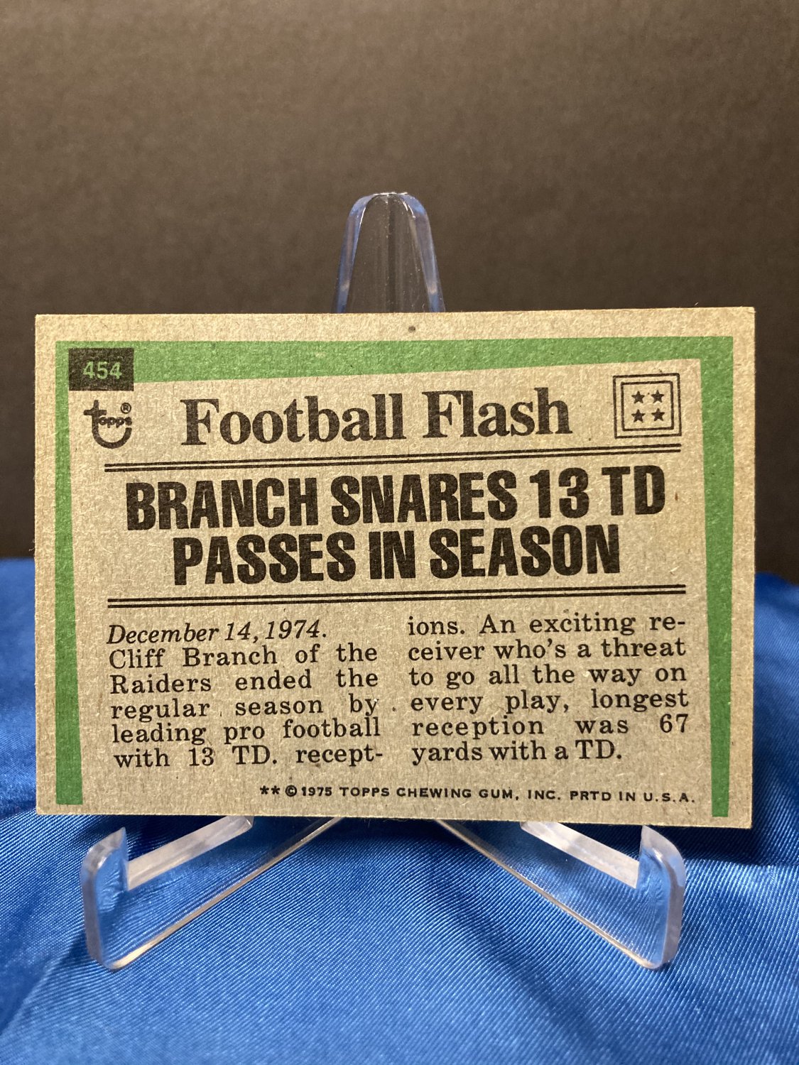 CLIFF BRANCH - 1975 Topps Highlights #454 - Oakland Raiders, Colorado ...