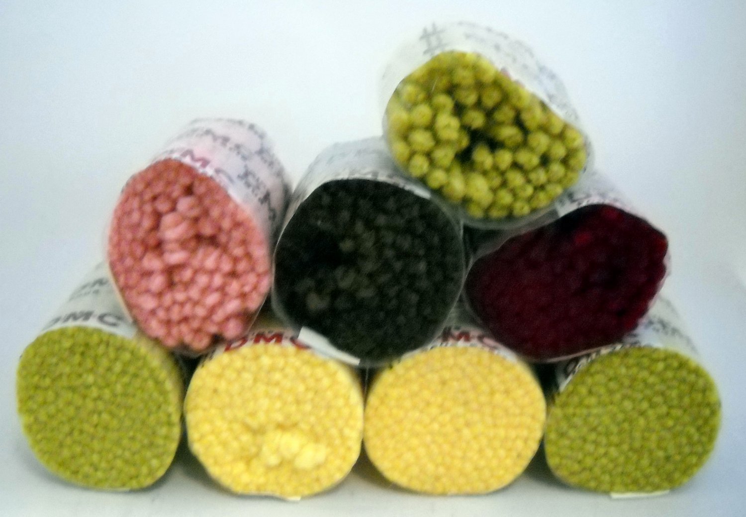 DMC Wool Pre-Cut Rug Yarn - Lot of 7 rounds assorted colors