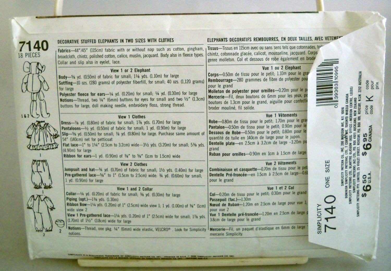 15Simplicity Pattern 7140 - (1990) - Two Sizes Decorative Stuffed ...