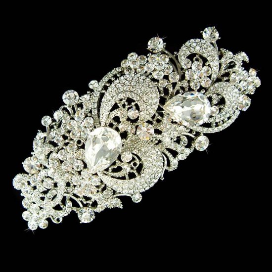 Huge Big Long Swarovski Crystal Bridal Brooch for Wedding Dress