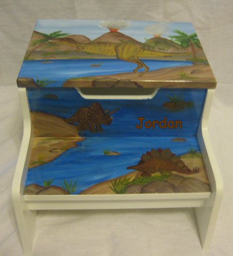 Hand Painted Dinosaur Step Stool