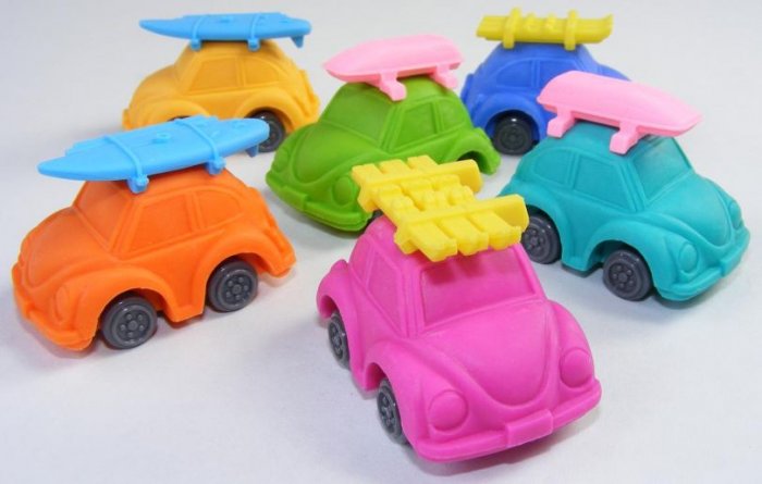 NEW 6 Rare Volkswagon VW Car Eraser Japanese IWAKO