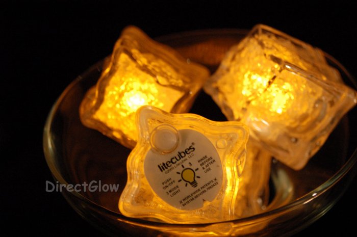 Set of 72 Yellow Litecubes Brand Light up LED Ice Cubes