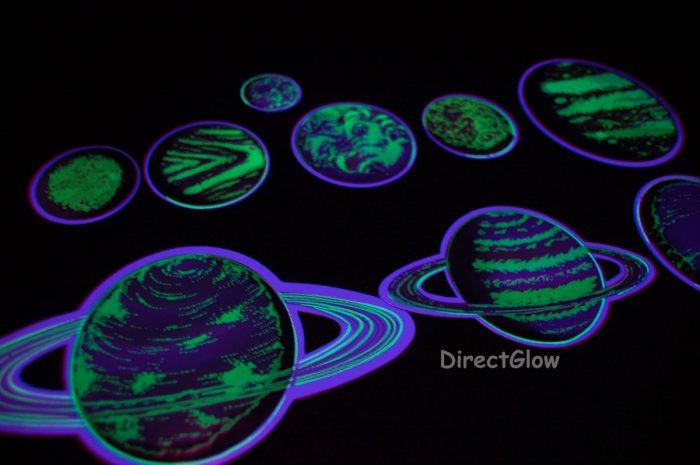 136 Piece Deluxe Glow in the Dark Solar System with LED Light