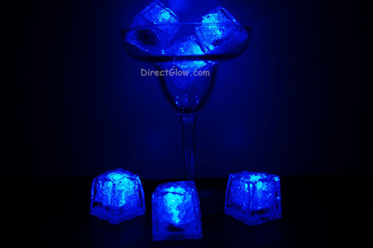 Set of 6 Blue Litecubes Brand Light up LED Ice Cubes