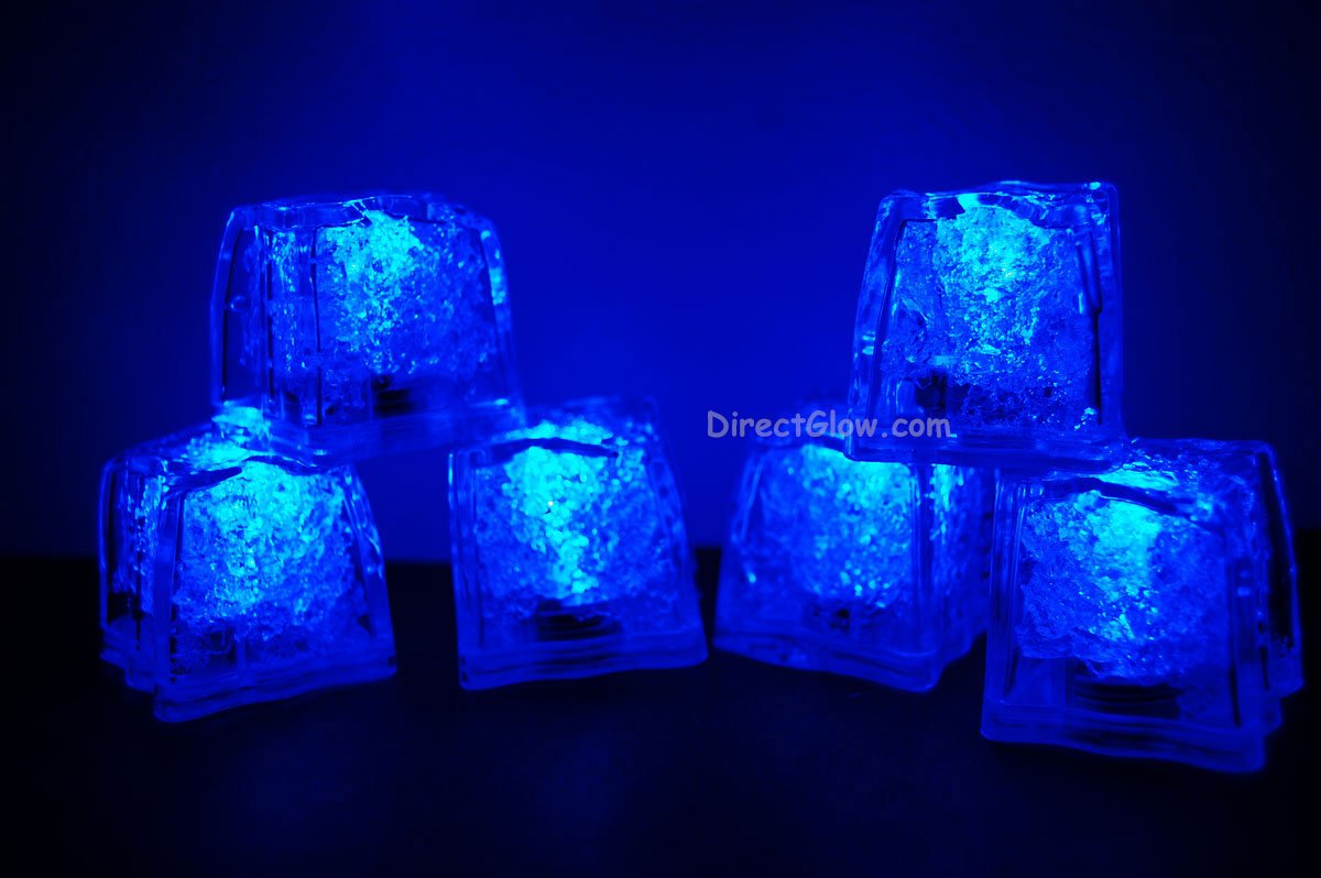 Set of 6 Blue Litecubes Brand Light up LED Ice Cubes