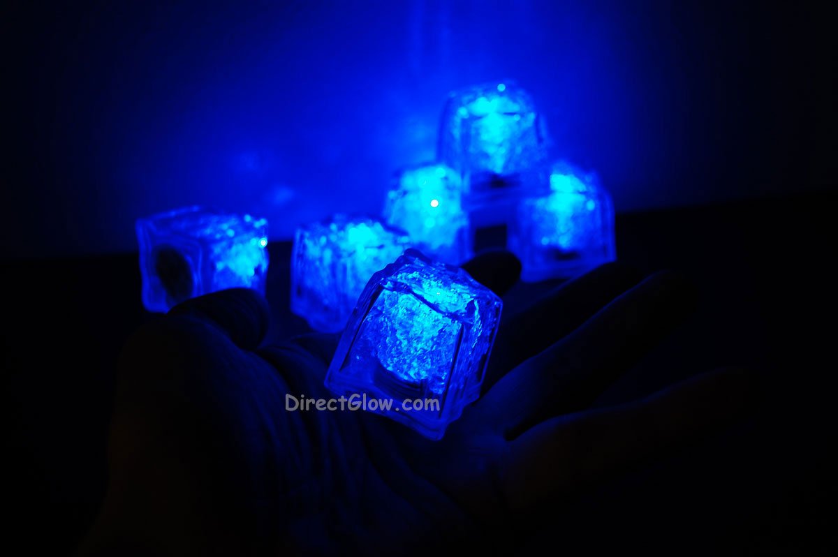Set of 6 Blue Litecubes Brand Light up LED Ice Cubes