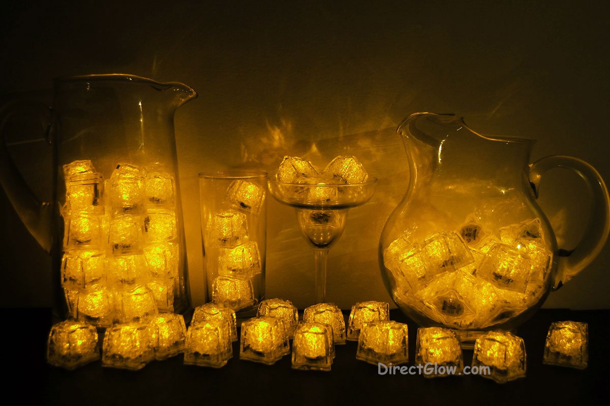 Set of 72 Yellow Litecubes Brand Light up LED Ice Cubes