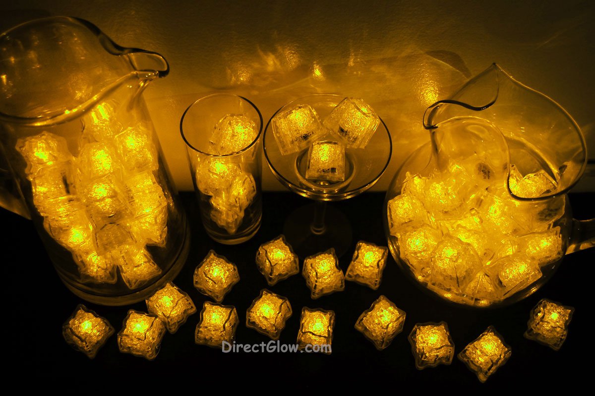Set of 72 Yellow Litecubes Brand Light up LED Ice Cubes