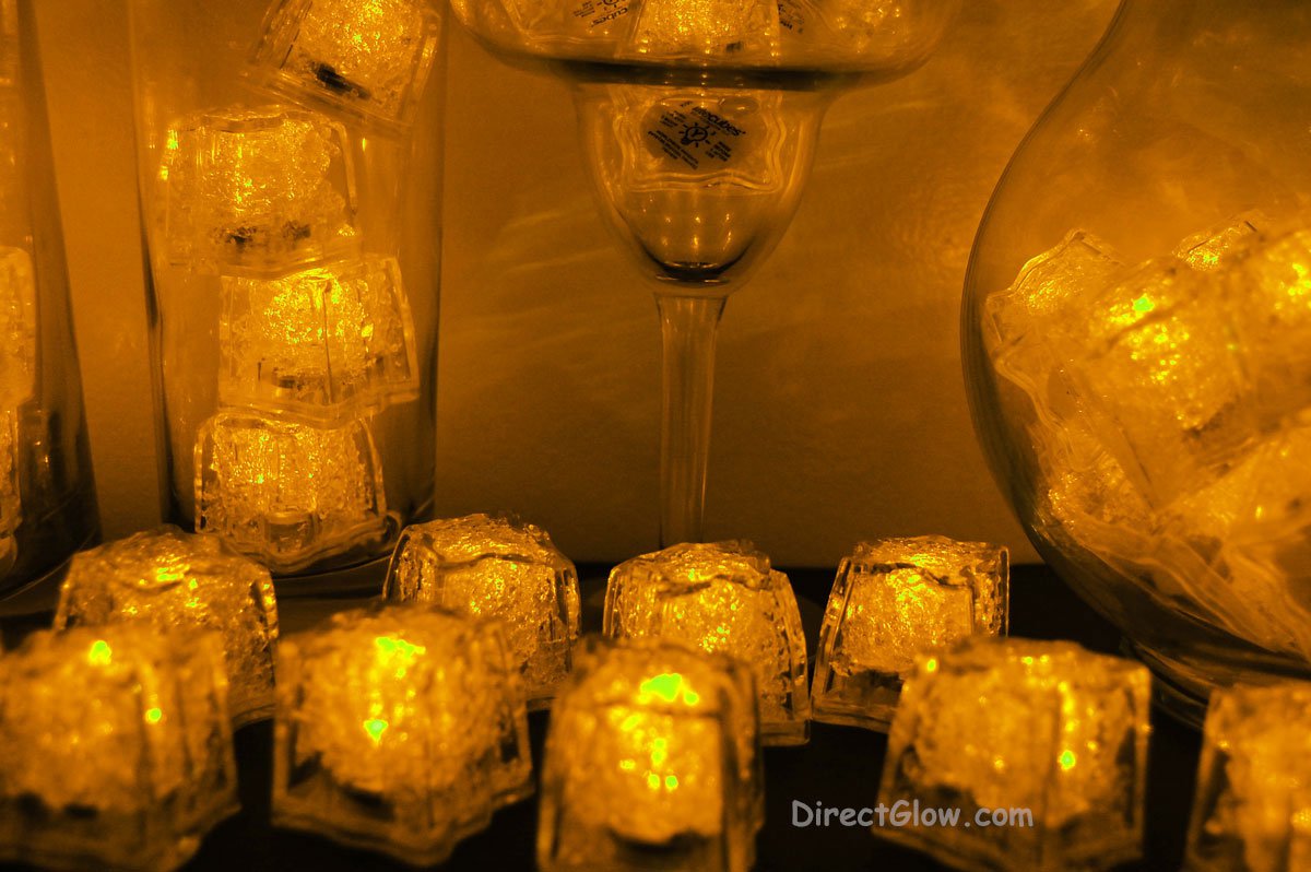 Set of 96 Yellow Litecubes Brand Light up LED Ice Cubes