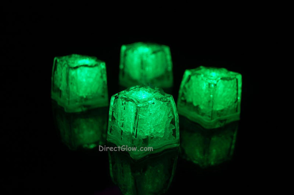 Set of 4 Litecubes Jewel Color Tinted Emerald Green Light up LED Ice Cubes
