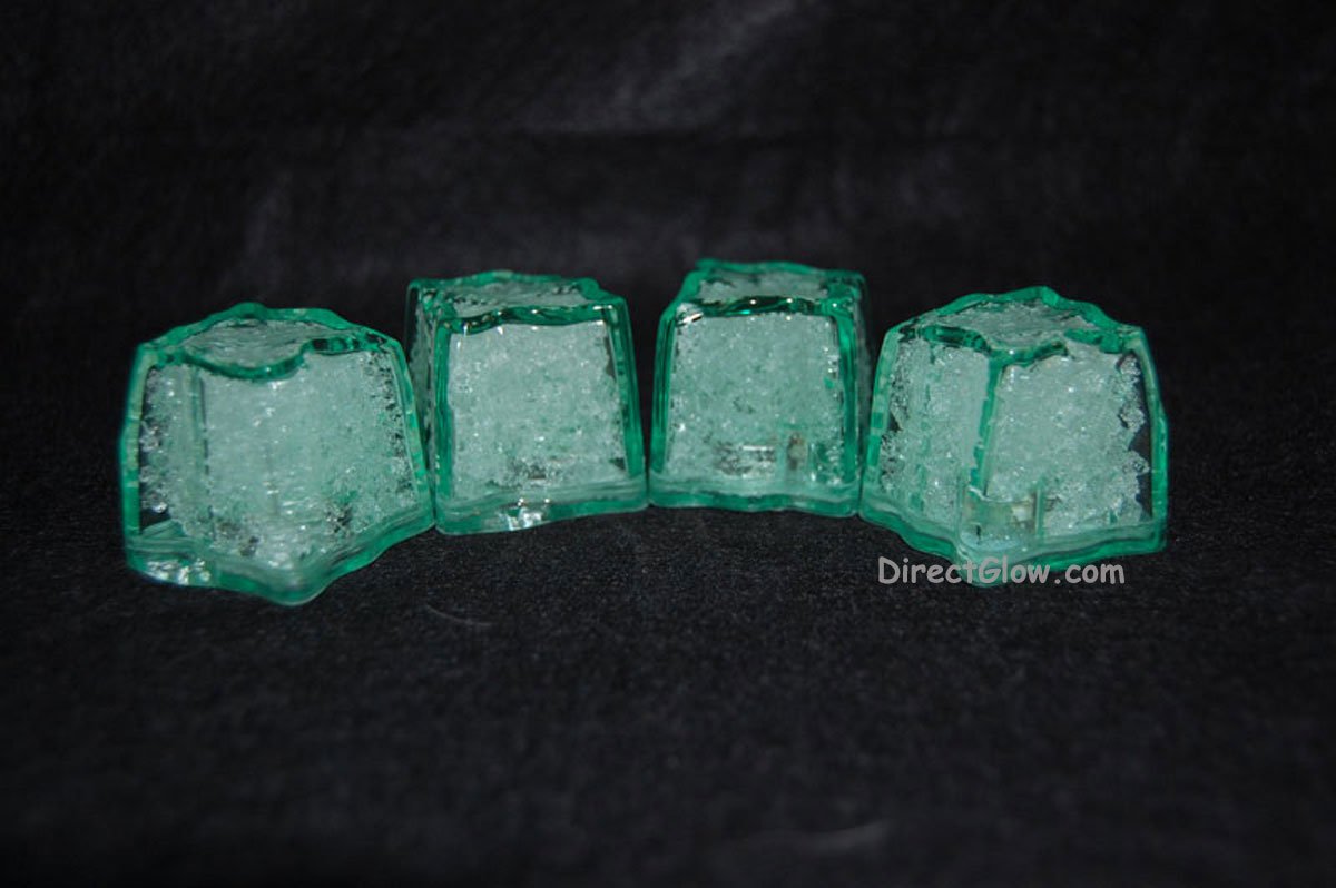 Set of 4 Litecubes Jewel Color Tinted Emerald Green Light up LED Ice Cubes