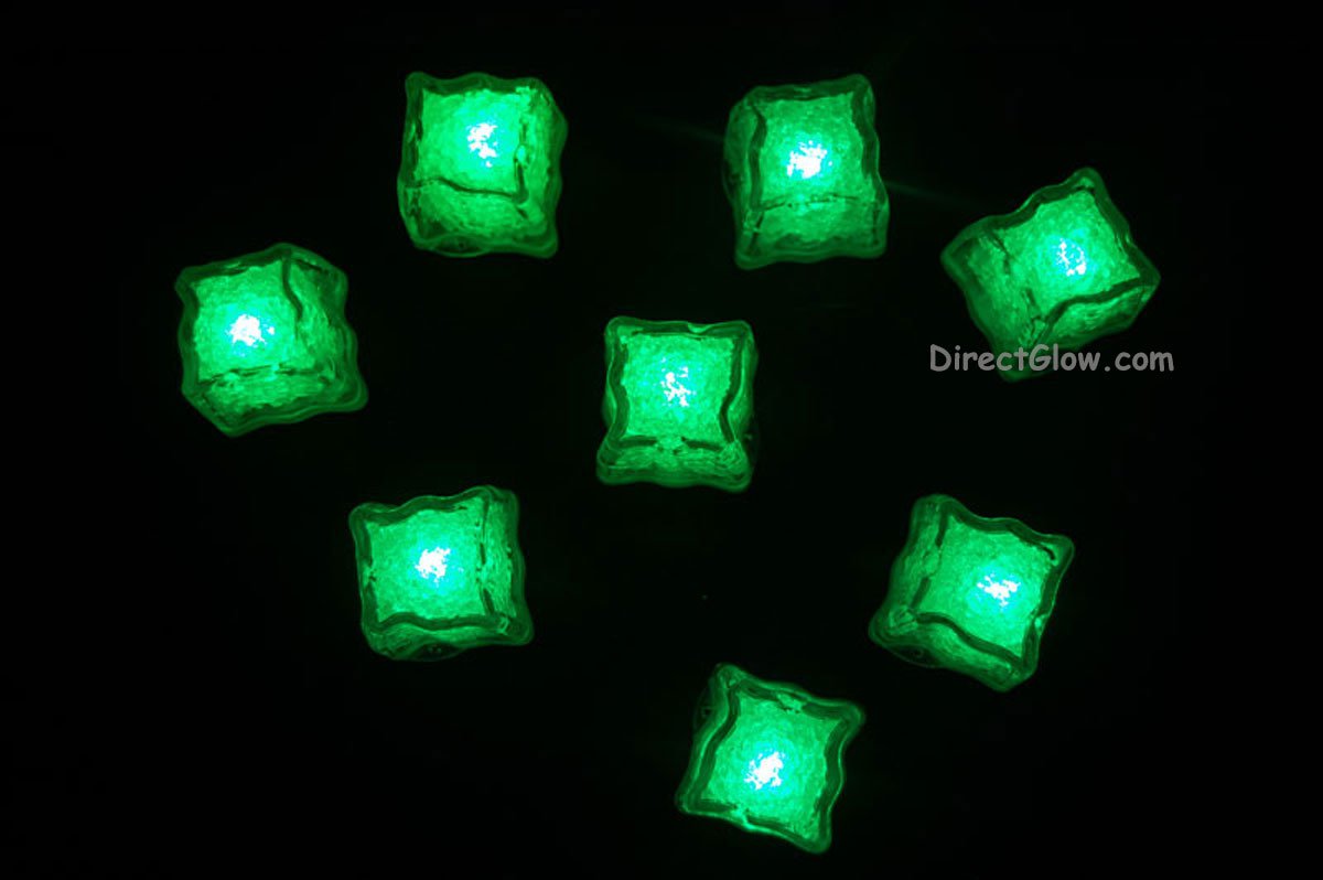 Set of 8 Litecubes Jewel Color Tinted Emerald Green Light up LED Ice Cubes