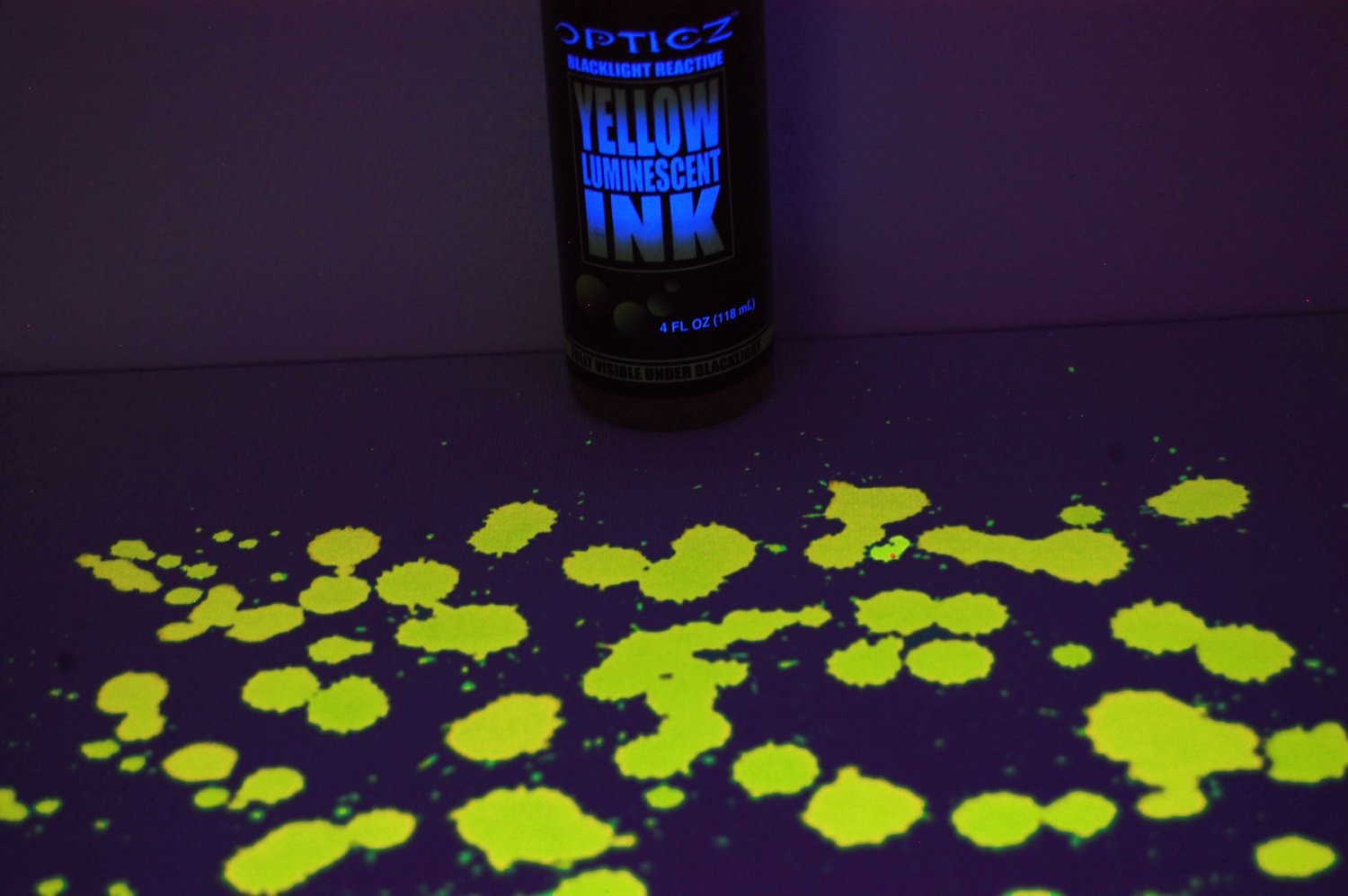 4oz Opticz Daytime Visible Yellow Luminescent UV Blacklight Reactive Ink