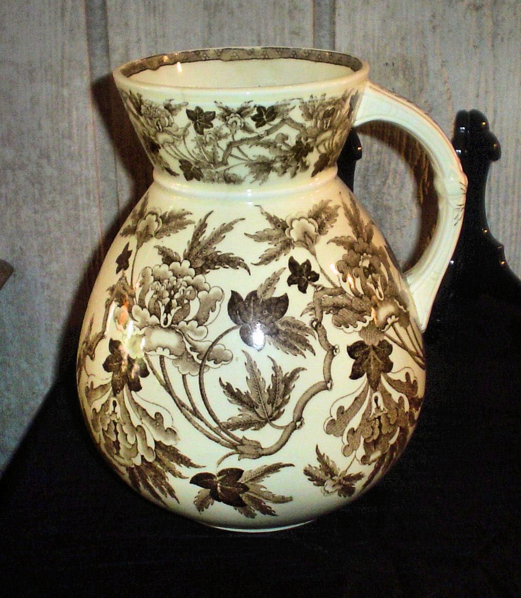 SOLD Antique Wedgwood 1860s Huge Pitcher /Jug Brown Transfer