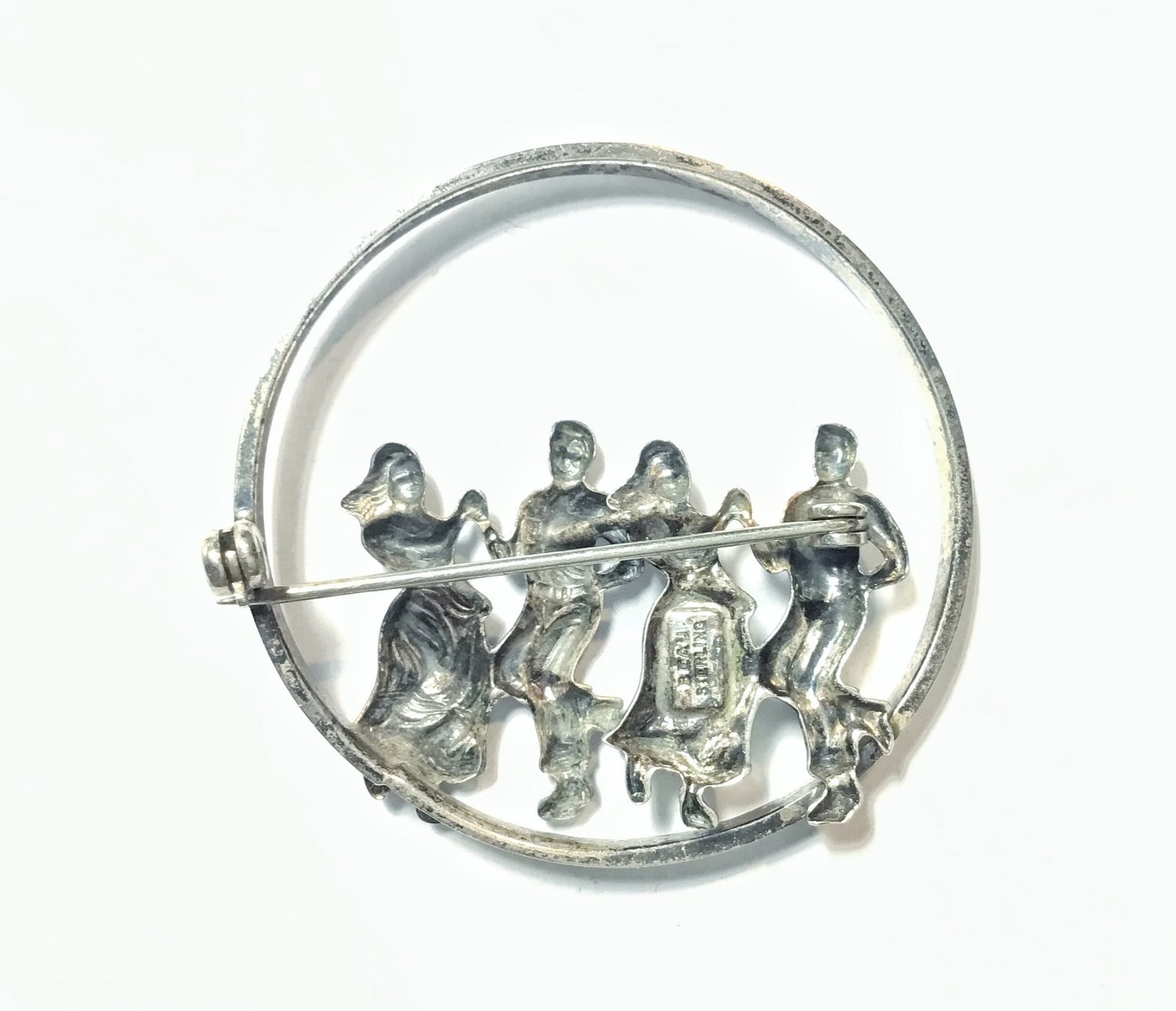 c1950s Signed Beau Sterling Square Dancing Brooch
