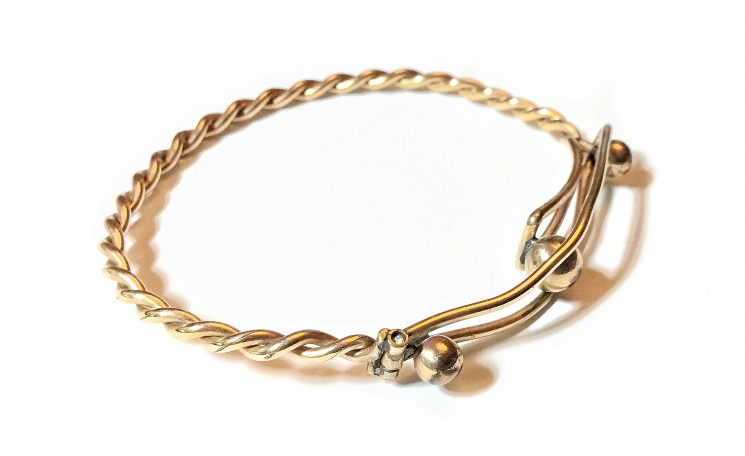 Antique VIctorian Twisted Wire Gold Filled Bangle Bracelet