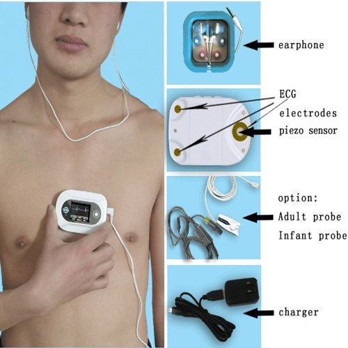 Multi-function electronic stethoscope+ ECG/EKG + spo2 probe