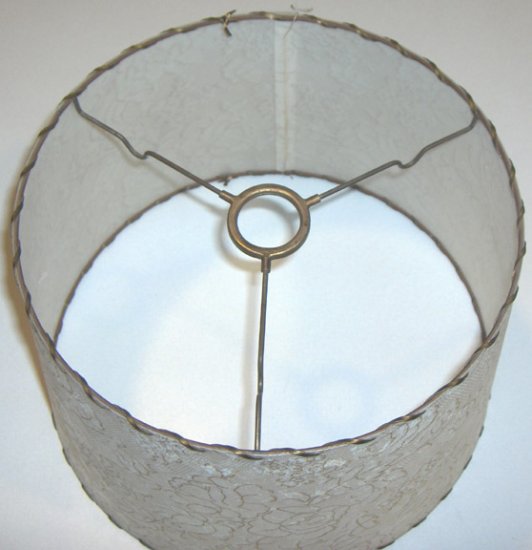 Retro Laced Plastic Lamp Shade - 12" Gold & White Lace Pattern