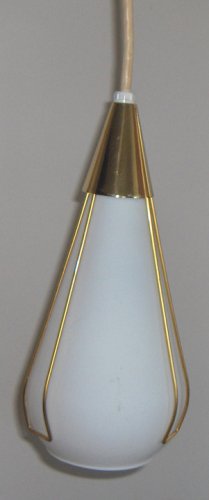 Vintage Drop Pendant Frosted Glass Eames Era Ceiling Light by Moe Lighting