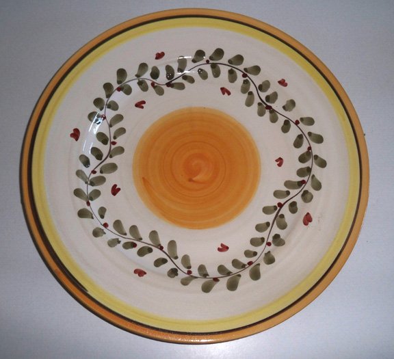 Sberna Deruta Italy Vine Yellow Center Dinner Plate - Set of 2