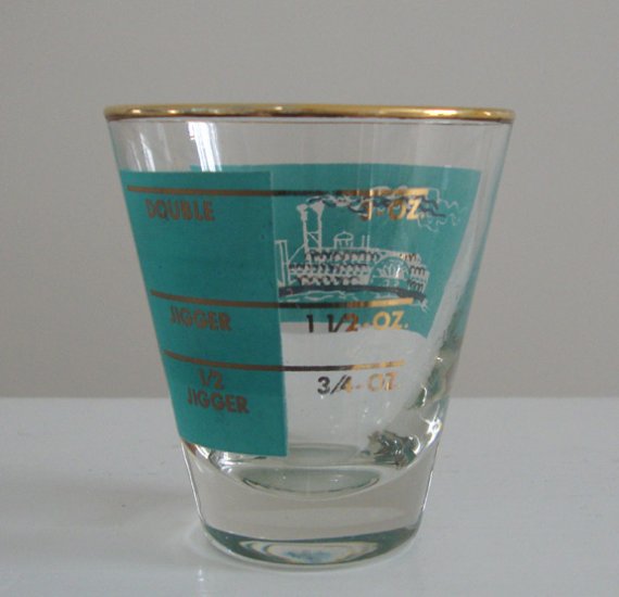 Vintage Southern Comfort Libbey Glass Co. Turquoise & Gold Showboat ...