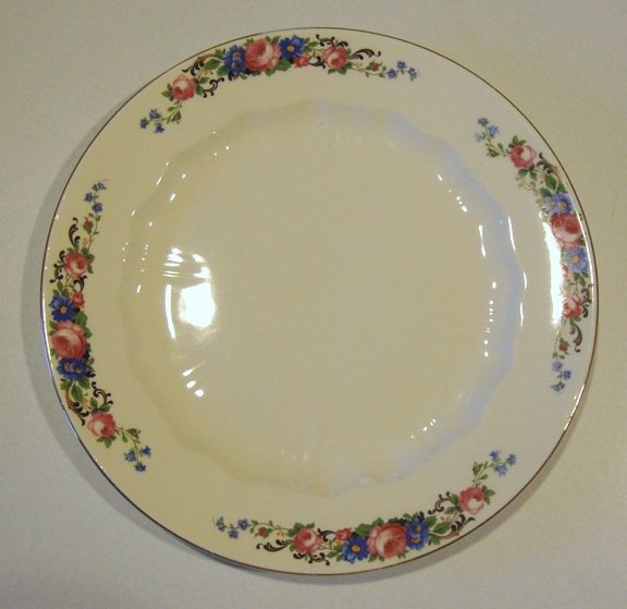 Vintage Steubenville Ivory Pink Roses/Blue Flowers Dinner Plate Set of 2