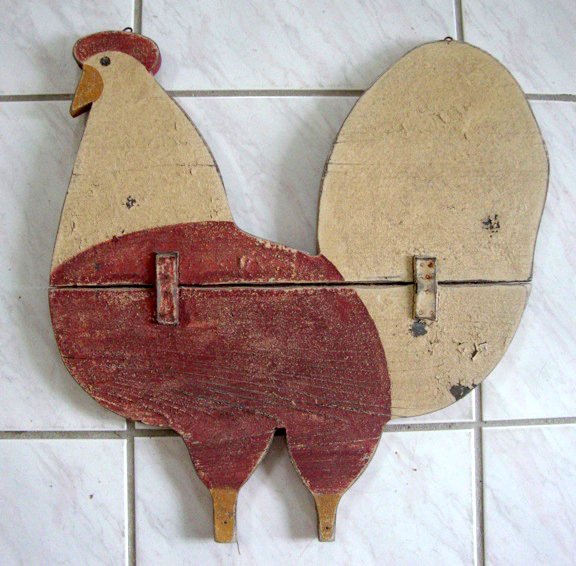 Antique / Primitive Wooden Rooster Advertising Sign