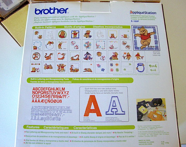 NIB Brother Embroidery Applique Station E-100P Winnie the Pooh Designs