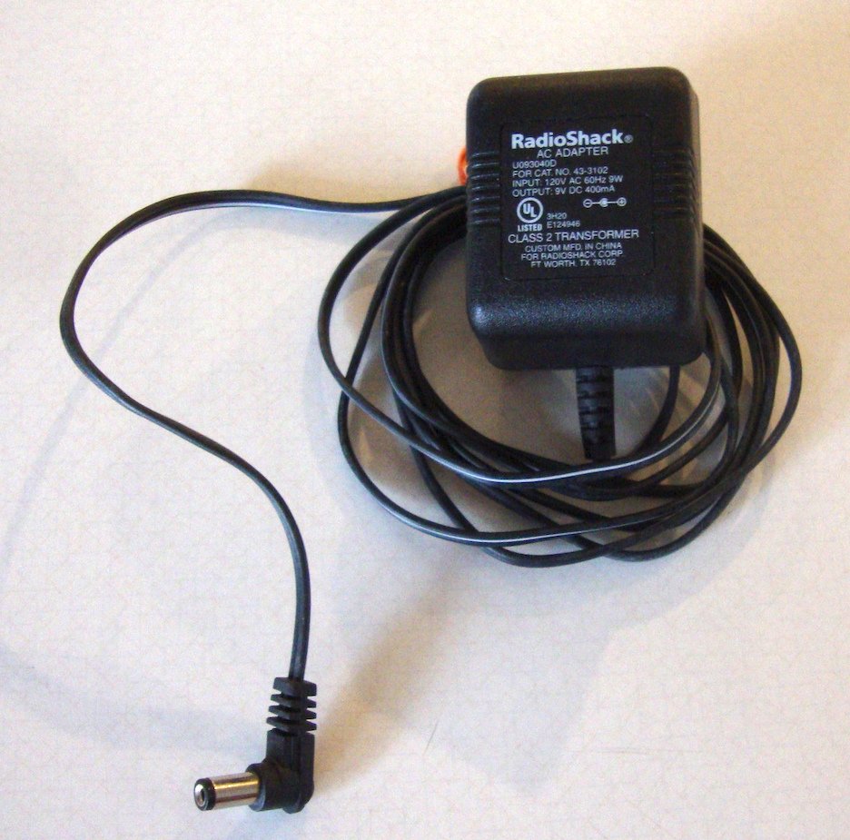 Radio Shack 43-3102 AC Adaptor Input 120V AC 60Hz Output 9V DC 400mA