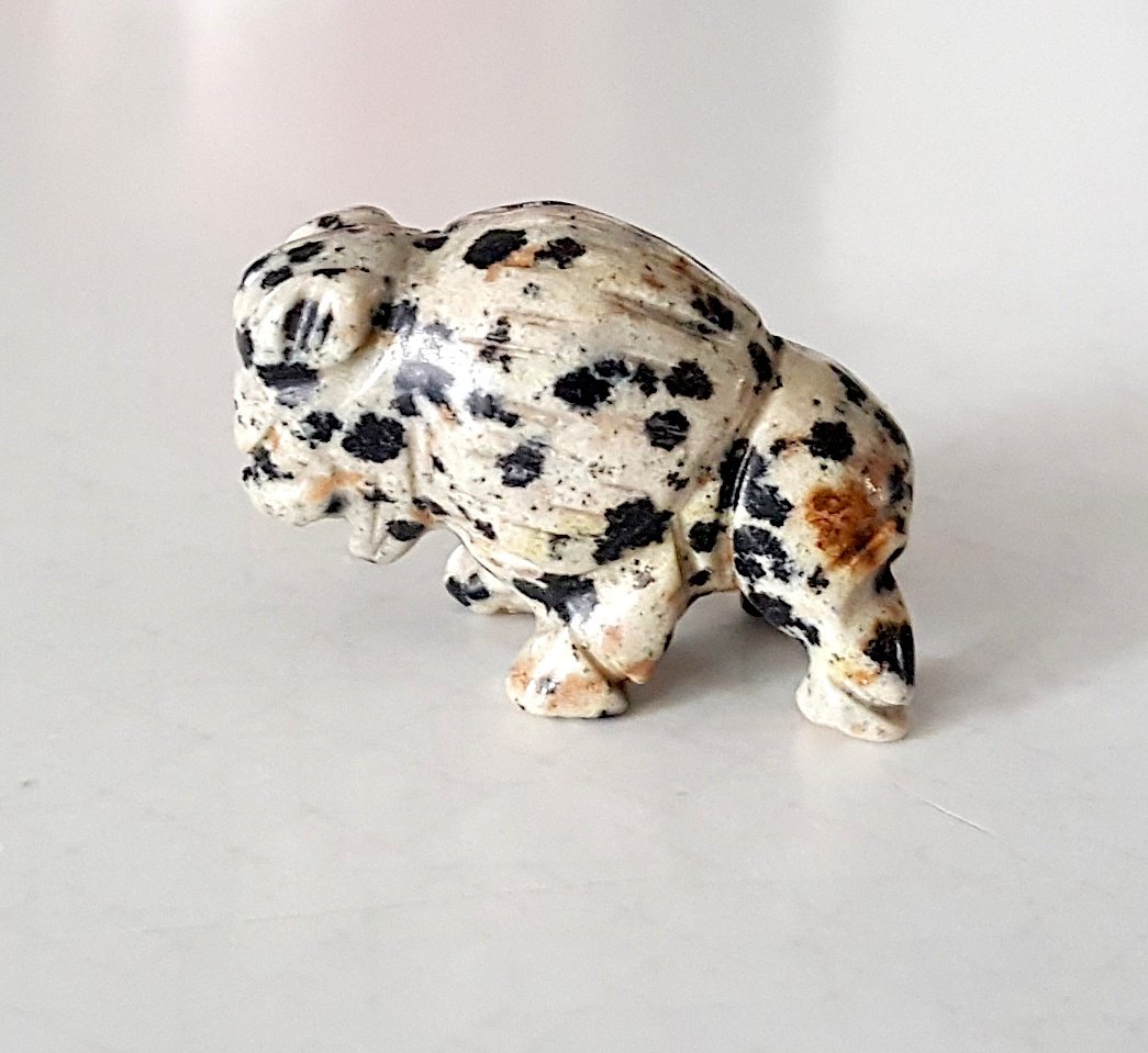 Vintage 90s Carved Stone Buffalo - The Nature Co. Natural Wonders