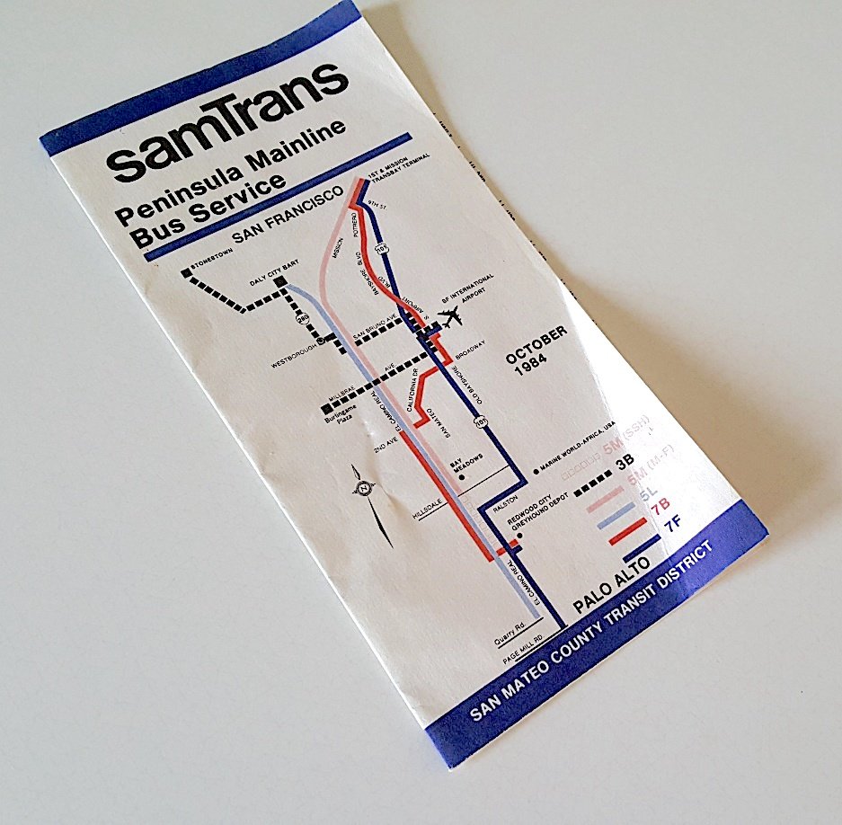 Vintage October 1984 samTrans Peninsula Mainline Bus Service Schedule ...