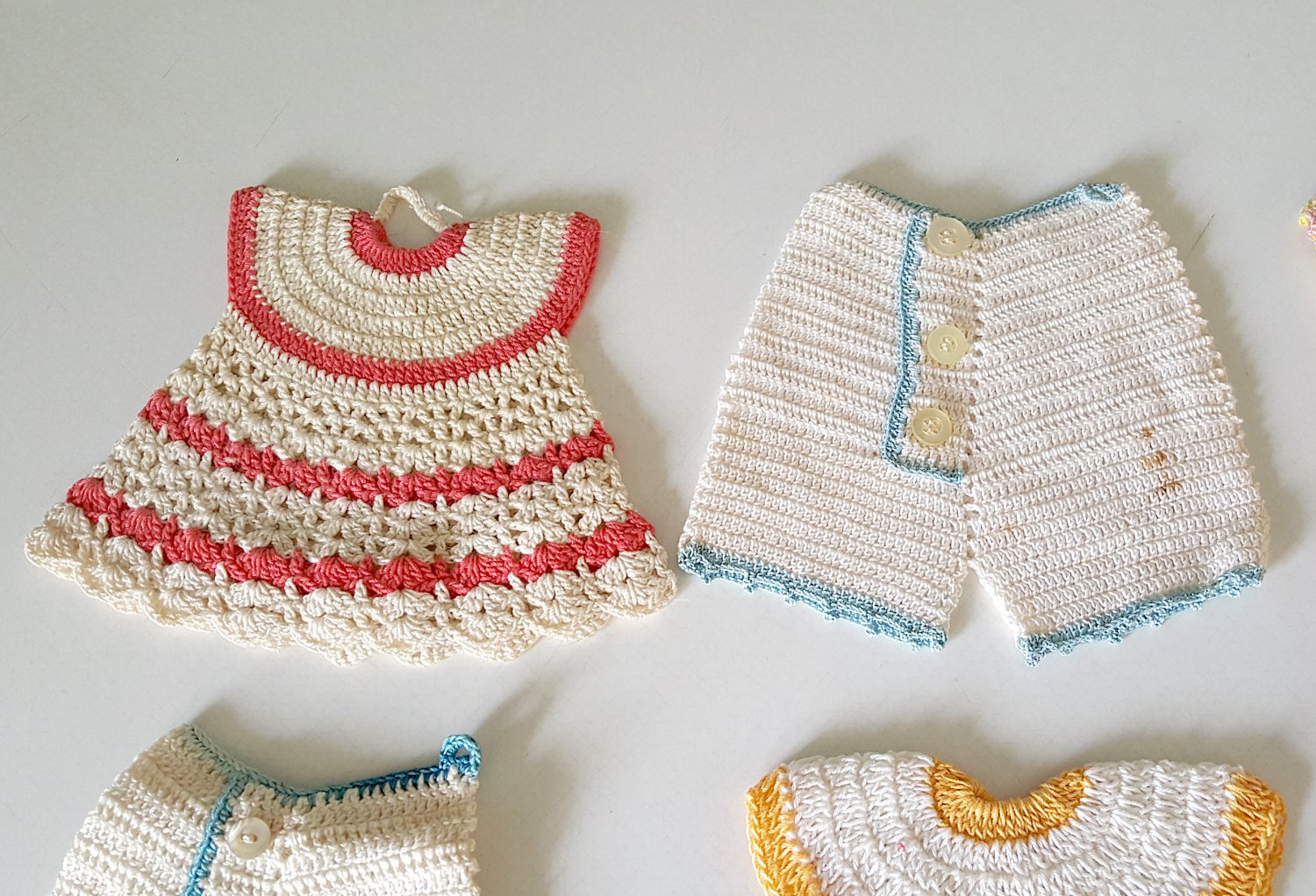 Vintage 1940s-50s Crochet Dress / Knickers Hot Pad Collection of 9